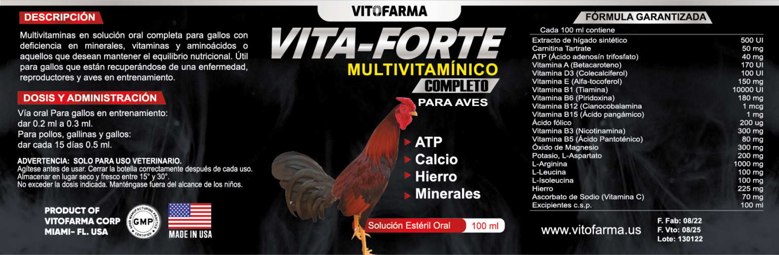 VITA-FORTE Multivitamínico para Gallos - Vitofarma
